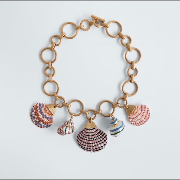 Zara | Jewelry | Zara Enameled Shell Chain Necklace | Poshmark
